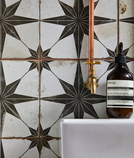 Astral Black Star Floor and Wall Tile 45x45cm | Luxury Tiles UK