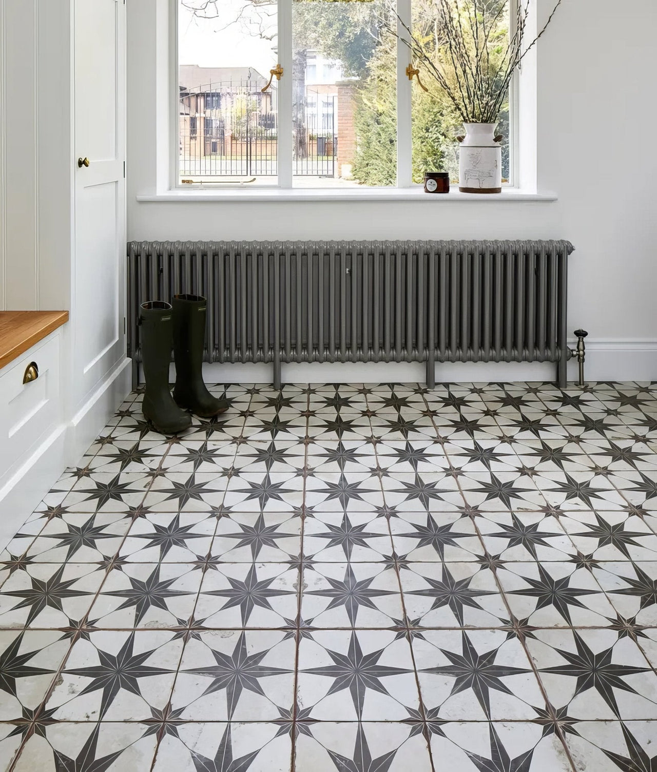 Astral Black Star Floor and Wall Tile 45x45cm | Luxury Tiles UK