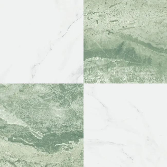 Chequered Green Marble Effect Floor & Wall Tile 44x44cm | Luxury Tiles UK