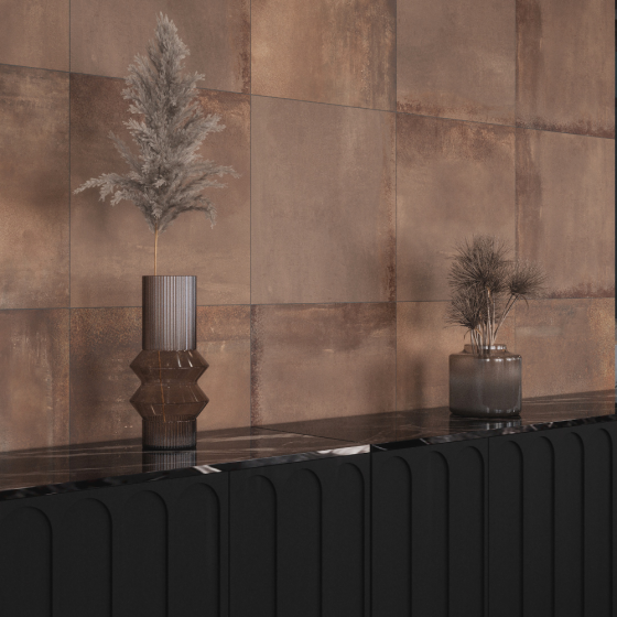 Corten Effect Rust Brown Porcelain Tile | Luxury Tiles UK
