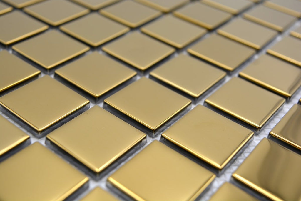 Mosaic Tiles Glass Gold Uni 25x25x4mm