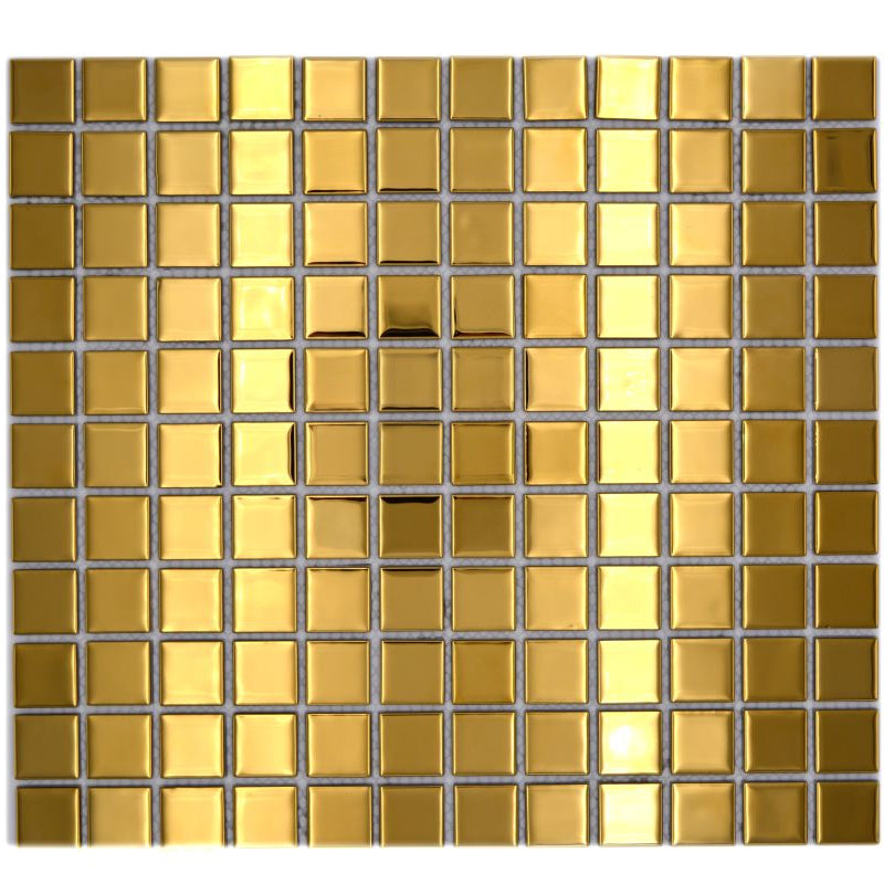 Mosaic Tiles Glass Gold Uni 25x25x4mm