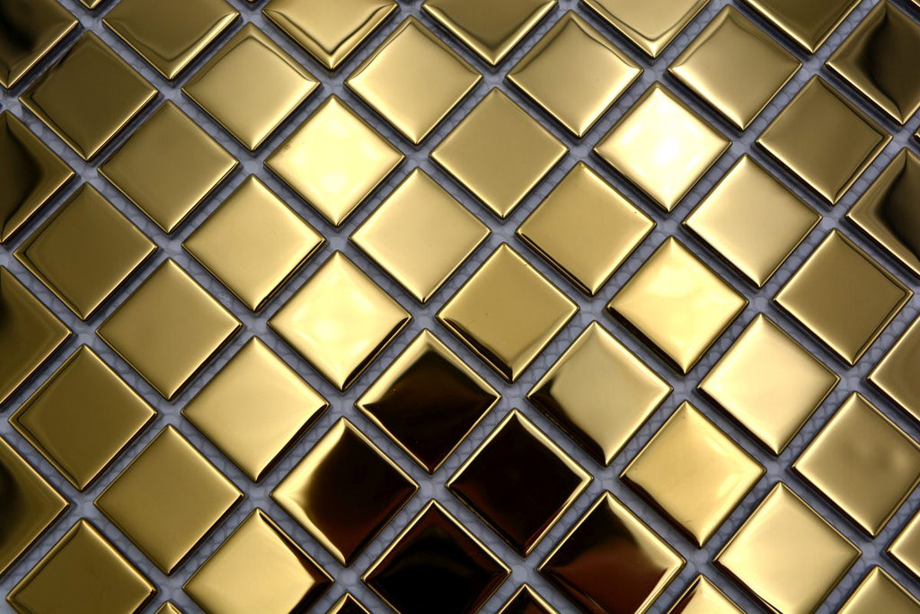 Mosaic Tiles Glass Gold Uni 25x25x4mm