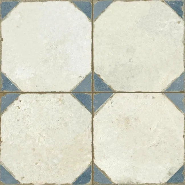 Patina Octagon Blue Corner Feature Tiles | Luxury Tiles UK