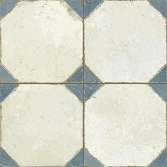 Patina Octagon Blue Corner Feature Tiles | Luxury Tiles UK