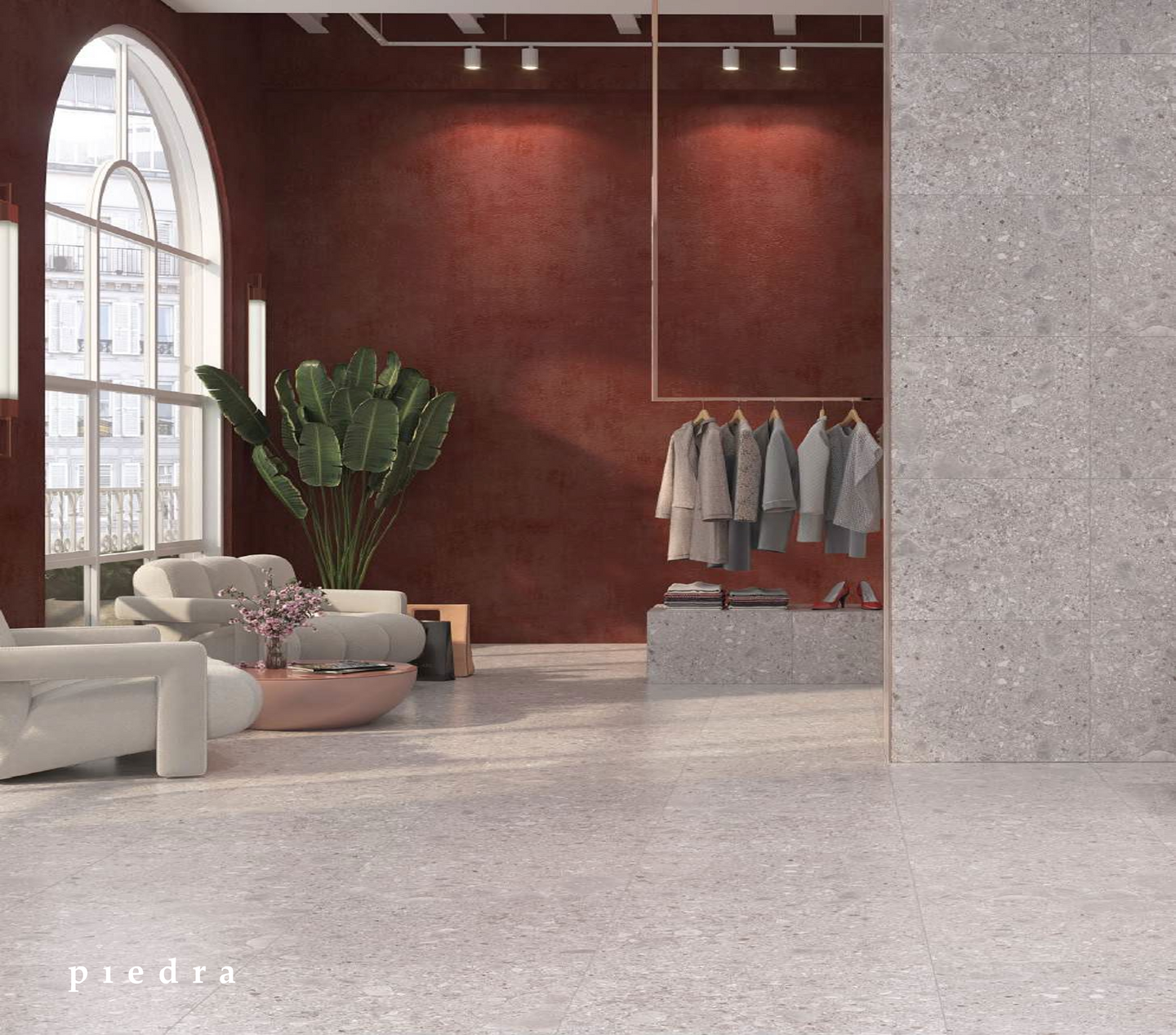 Terrazzo Piedra Concrete Effect Tile 60x60 cm | Luxury Tiles UK