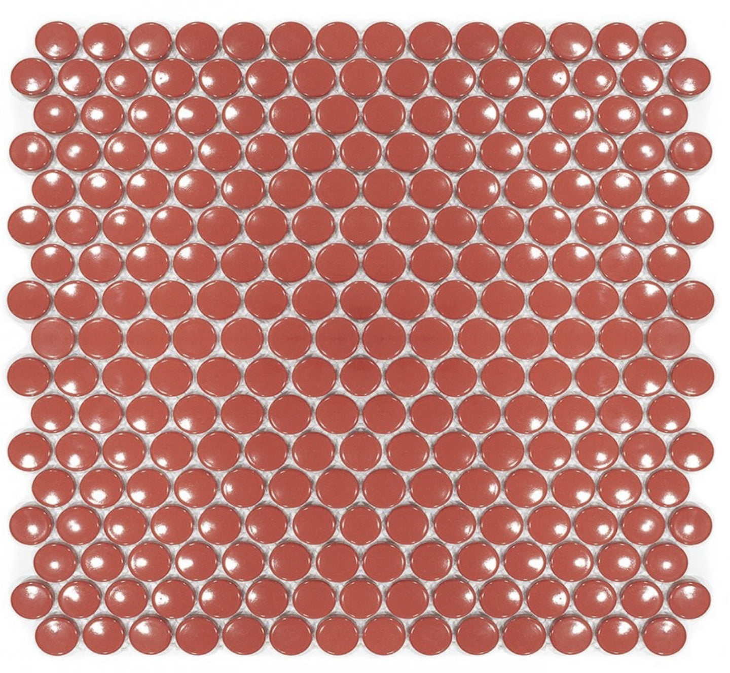 Cherry Red Penny Button Mosaic Tile 300x300mm