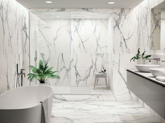 Arctic Blue Marble Mirage Porcelain Tile 1200x600mm – Luxury Tiles UK