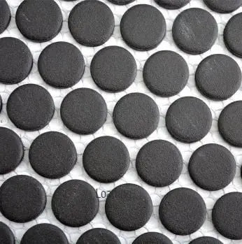 Ceramic Mosaic Tiles Button Radoslov Unglazed Black