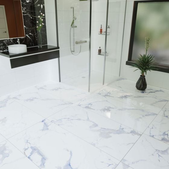 Atlantic Blue Marble Effect Polished Rectified Porcelain Wall & Floor ...