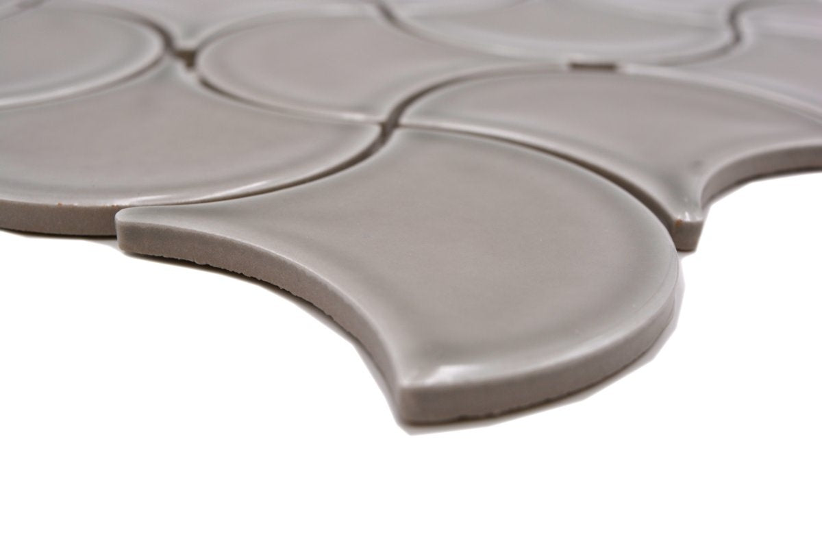 Sparkling Grey Gloss Fan Mosaic | Luxury Tiles UK